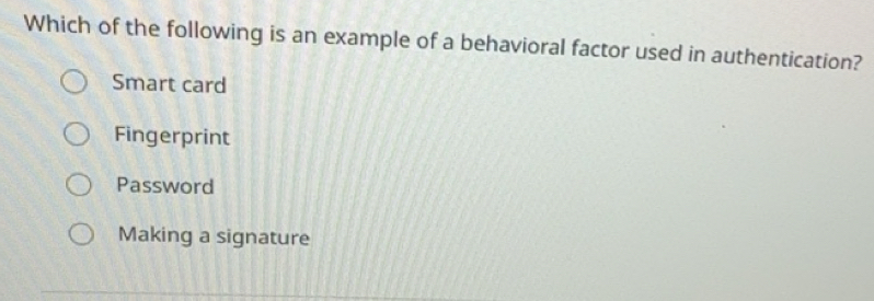 Solved: Which of the following is an example of a behavioral factor ...