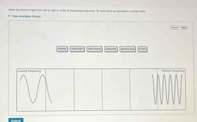 Solved: Rank the forms of light from left to right in order of ...