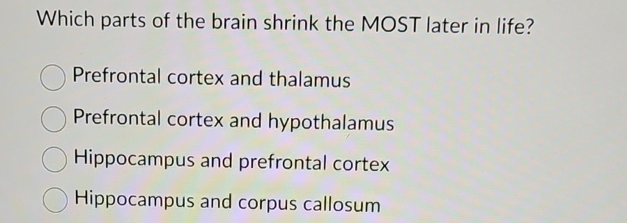 Solved: Which parts of the brain shrink the MOST later in life ...