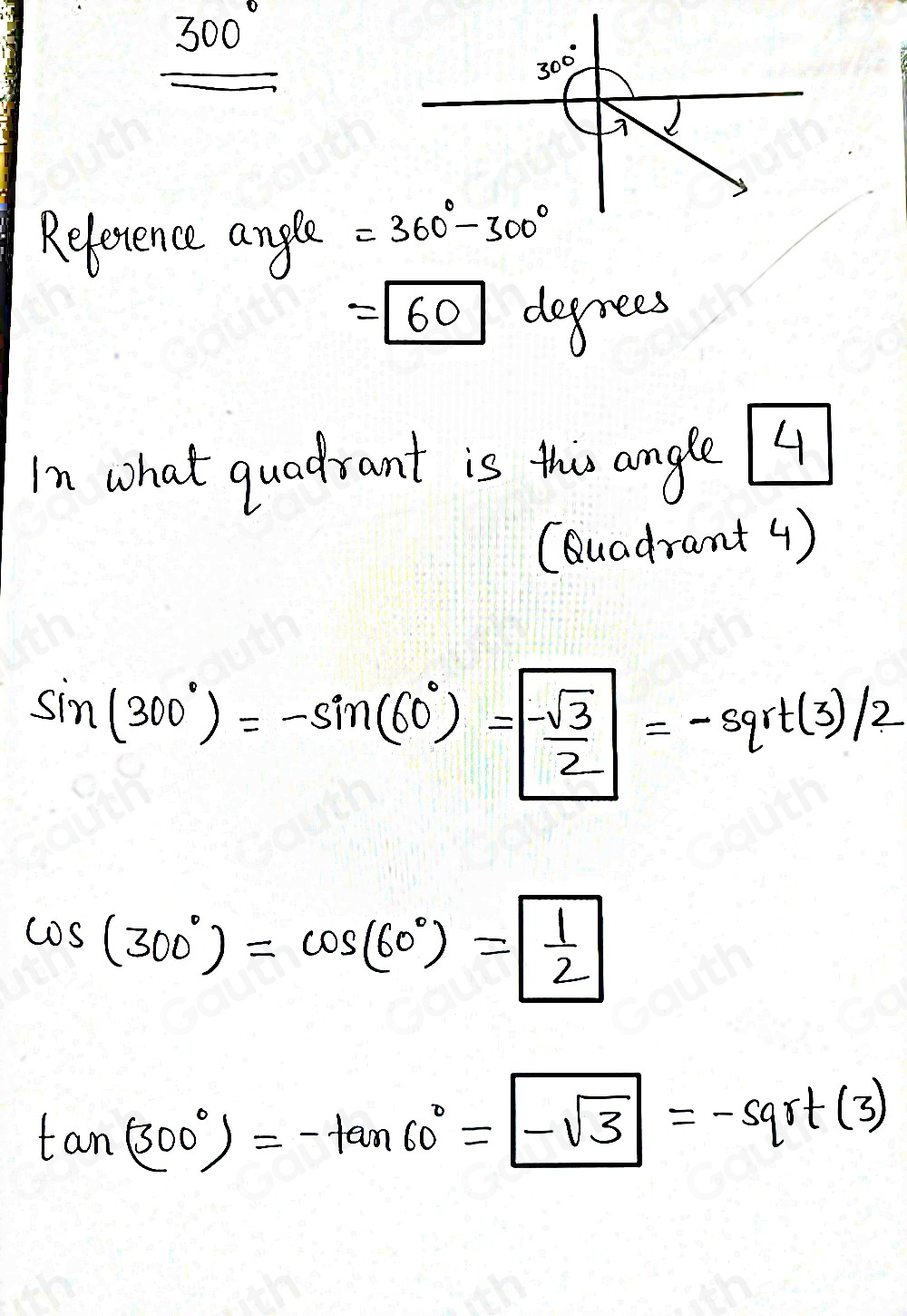 Solved: Without using a calculator, compute the sine, cosine, and ...