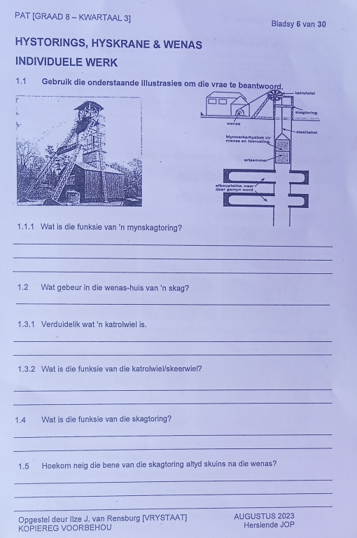 Solved: PAT [GRAAD 8 - KWARTAAL 3] Bladsy 6 van 30 HYSTORINGS, HYSKRANE ...