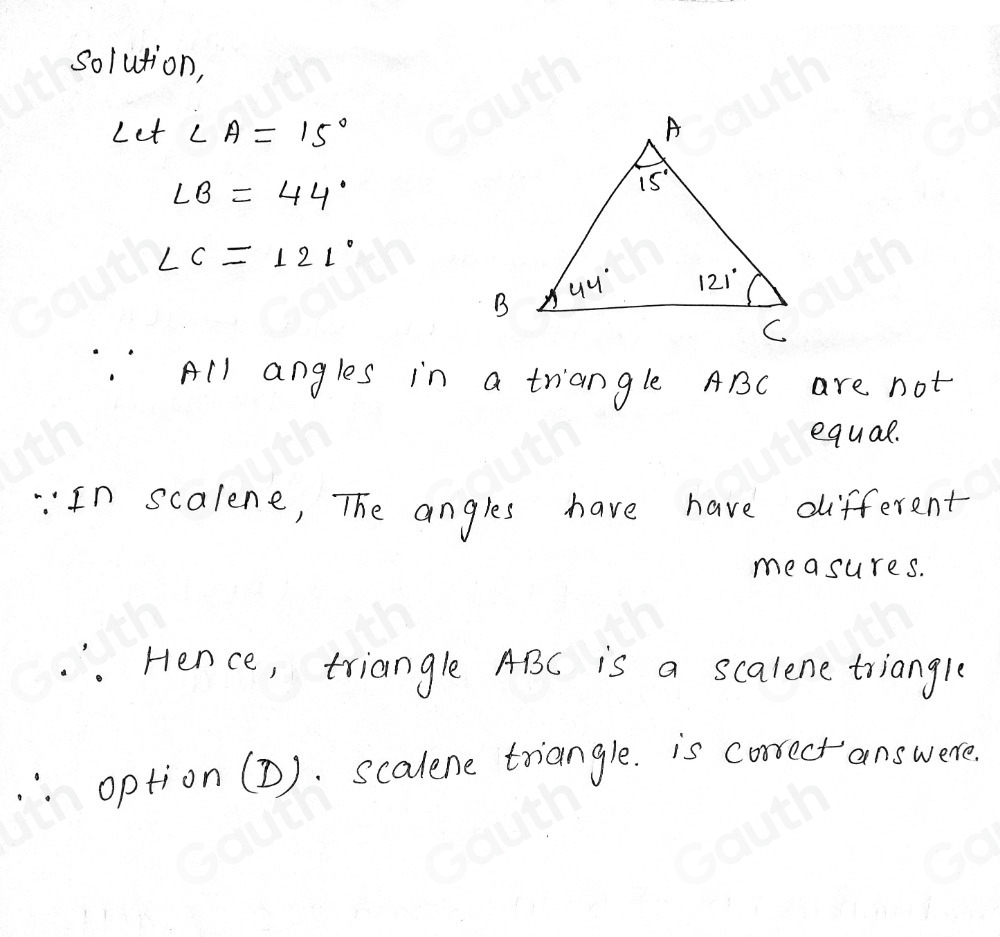 Solved: A triangle has one angle that measures 15 degrees, one angle ...