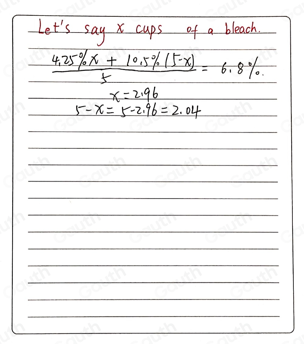 Solved: A bleach is 4.25% sodium hypochlorite and swimming pool shock ...