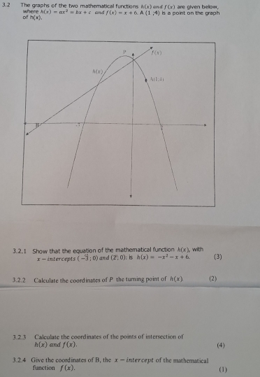 Solved: 3.2 The graphs of the two mathematical functions h(x) and f(x ...