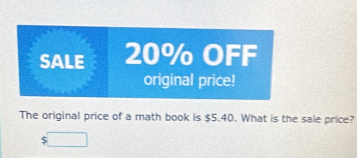 Solved: SALE 20% OFF original price! The original price of a math book ...