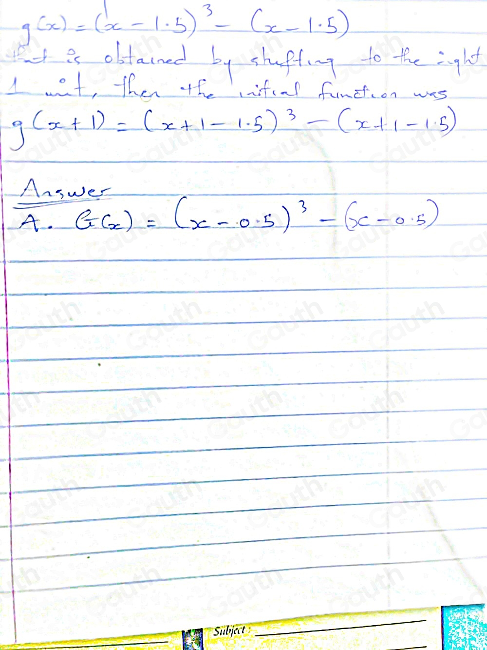 Solved: What was the equation of the graph below before it was shifted ...
