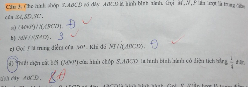 Giải quyết:Cho hình chóp S. ABCD có đáy ABCD là hình bình hành. Gọi M ...