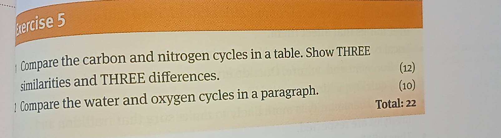 Solved: xercise 5 | Compare the carbon and nitrogen cycles in a table ...