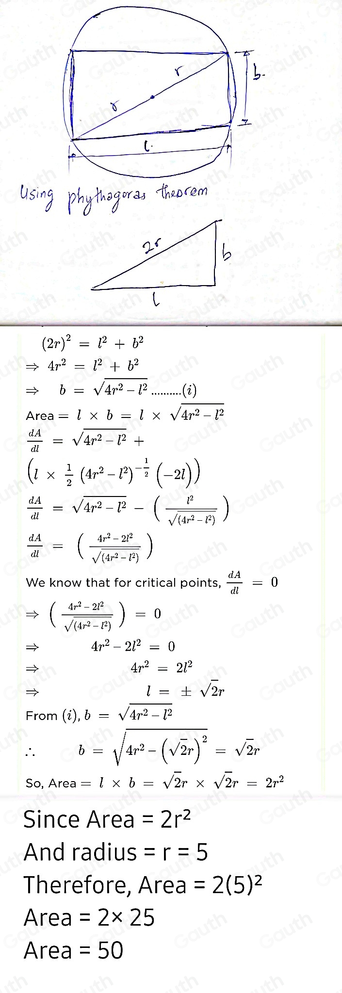 Solved: More Optimization 4. Determine the area of the largest ...