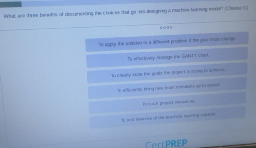 Gelöst:What are three benefits of documenting the choices that go into ...