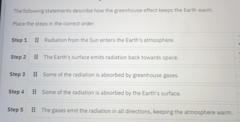 Solved: The following statements describe how the greenhouse effect ...