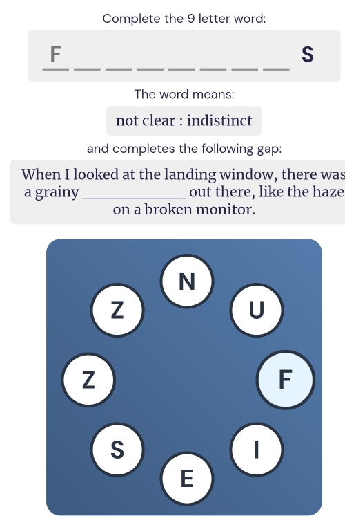 Solved: Complete the 9 letter word: __ _ F S _ _ The word means: not ...