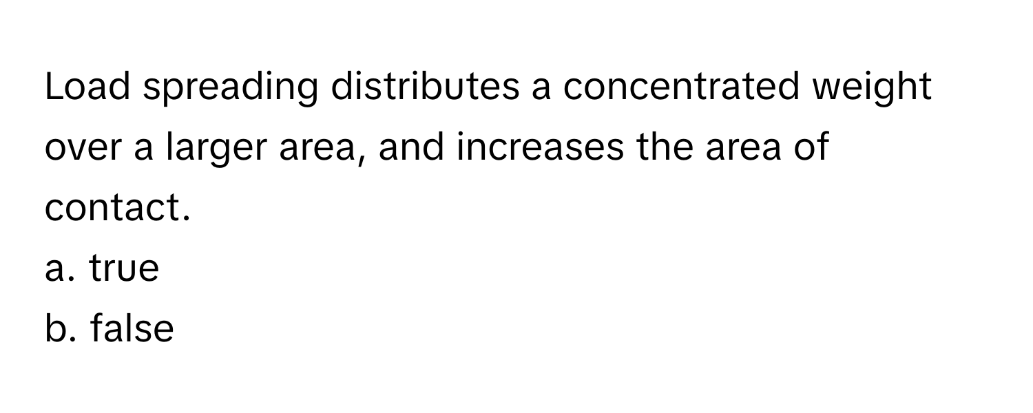 Solved: Load spreading distributes a concentrated weight over a larger ...
