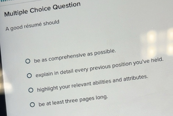 Solved: good résumé should be as comprehensive as possible. explain in ...