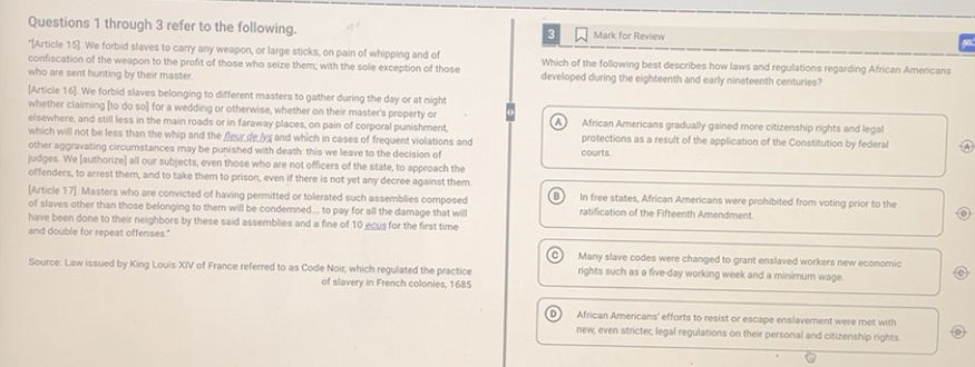 Solved: through 3 refer to the following. Mark for Review 3 "[Article ...