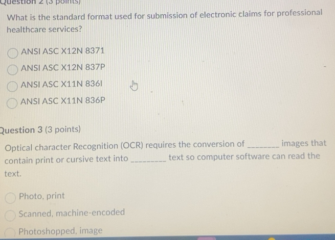 Solved: What is the standard format used for submission of electronic ...