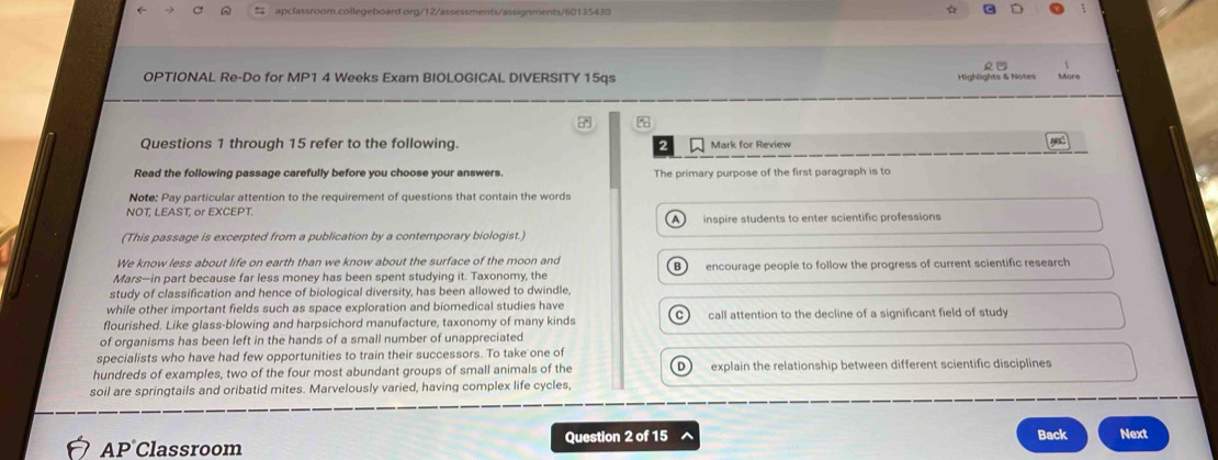 Solved: apclassroom.collegeboard .org/12/assessments/assignments ...