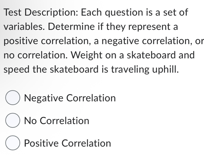 Solved: Test Description: Each question is a set of variables ...