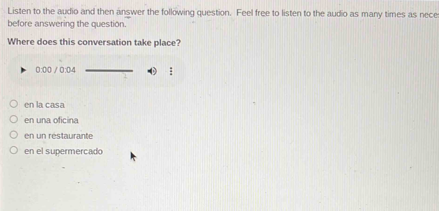 Listen to the audio and then answer the following question. Feel free ...
