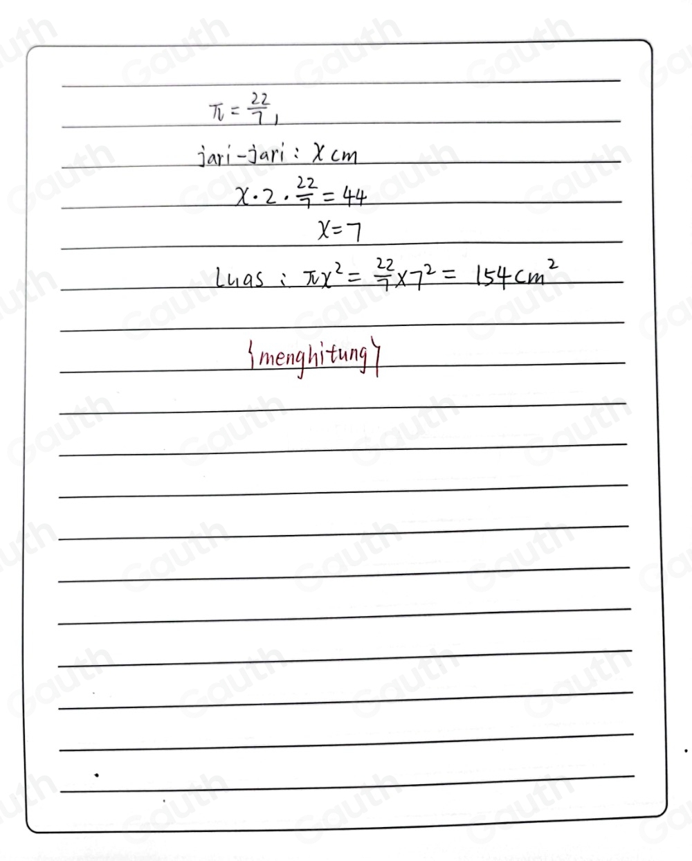 Telah dijawab:2./ Keliling lingkaran adalah 44 cm, Luas lingkaran ...