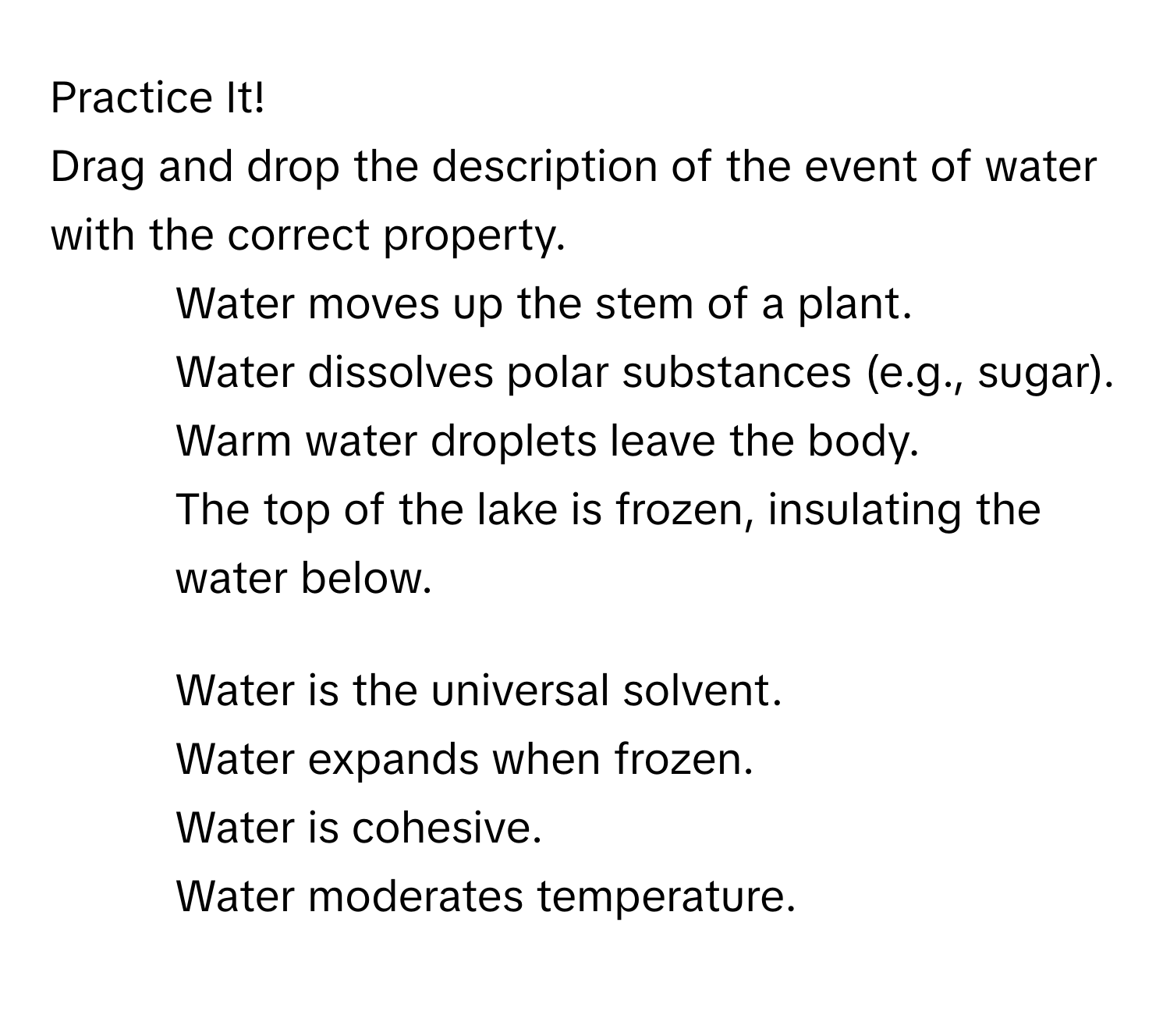 Solved: Practice It! Drag and drop the description of the event of ...