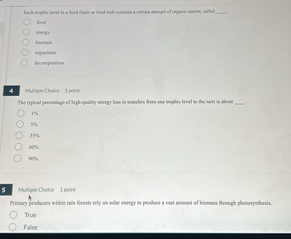 Solved: Each trophic level in a food chain or food web contains a ...