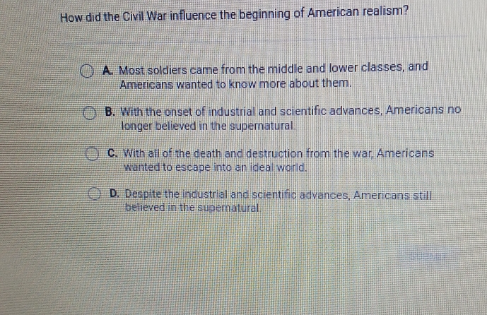 Solved: How did the Civil War influence the beginning of American ...