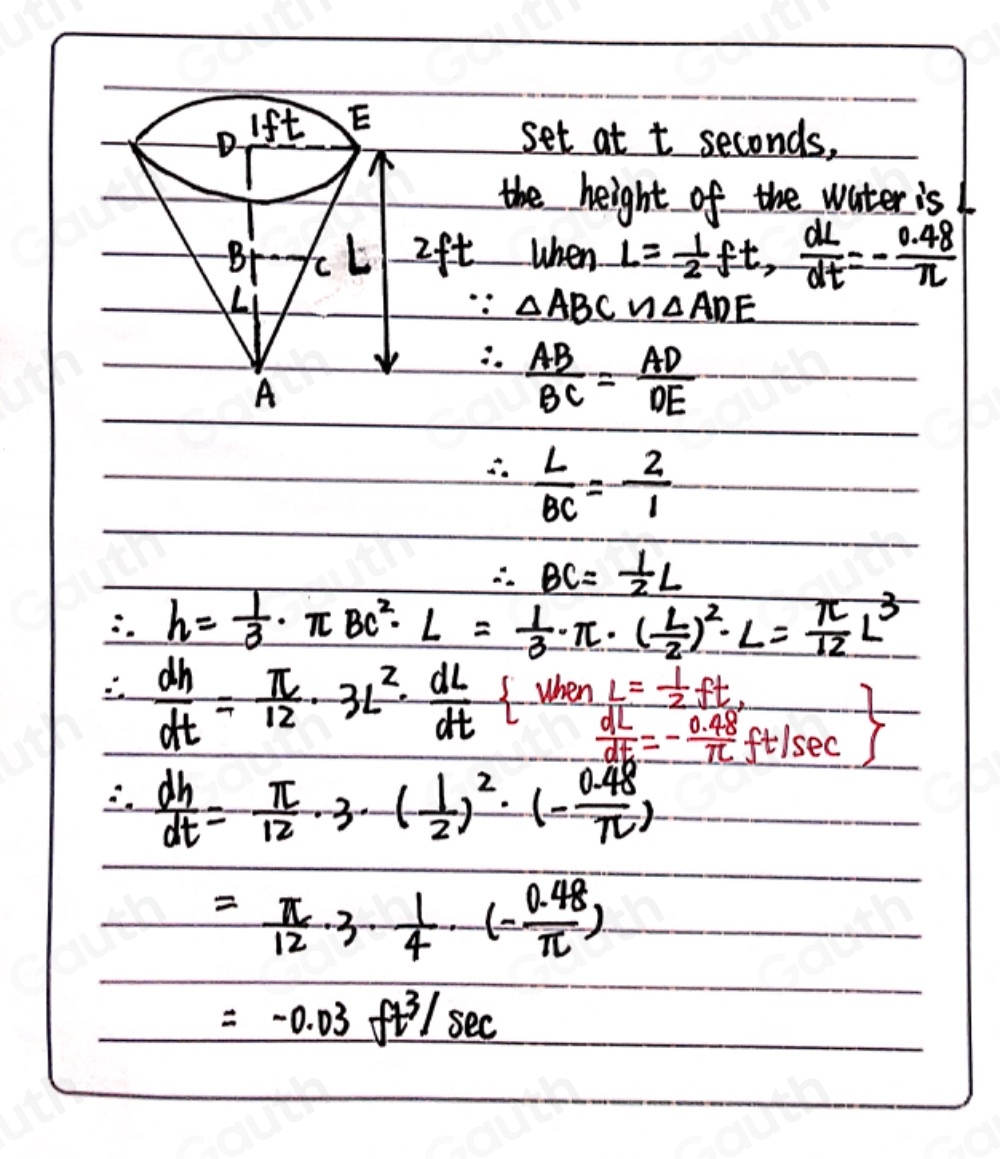 Selesai:Water is draining from the bottom of a cone-shaped funnel at ...