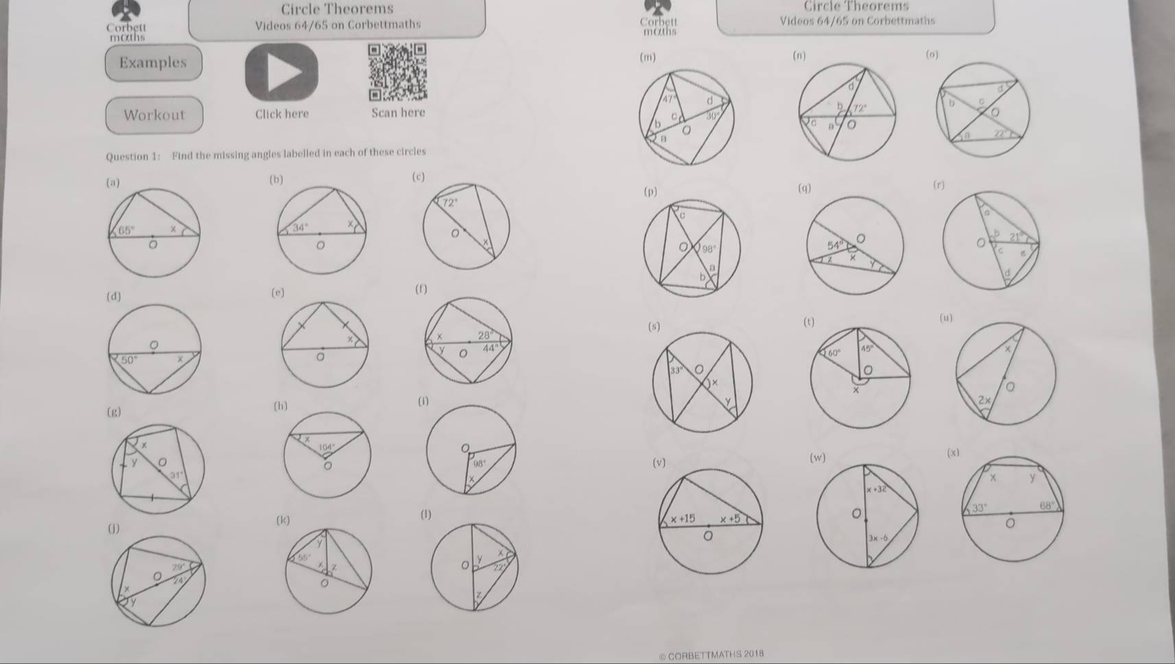 Solved: Circle Theorems Circle Theorems Corbett Videos 64/65 on ...