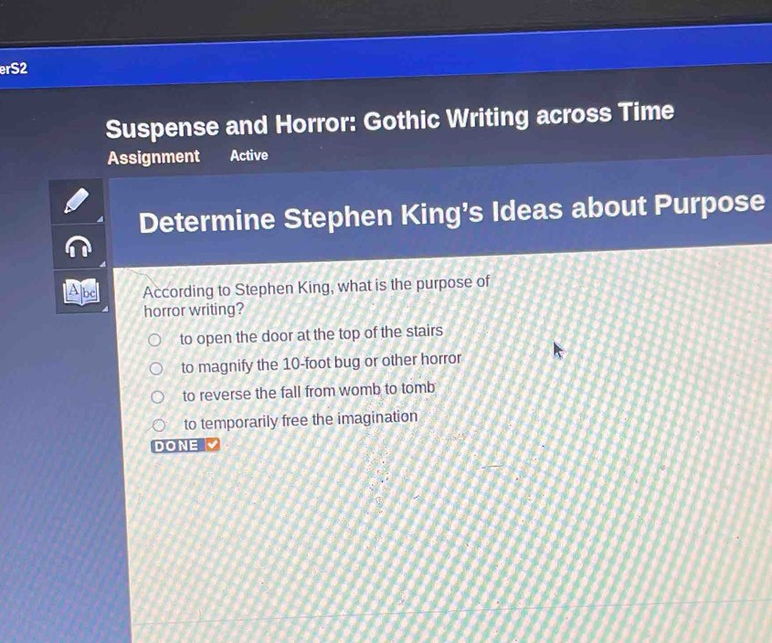Solved: erS2 Suspense and Horror: Gothic Writing across Time Assignment ...