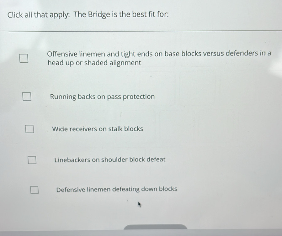 Solved: Click all that apply: The Bridge is the best fit for: Offensive ...