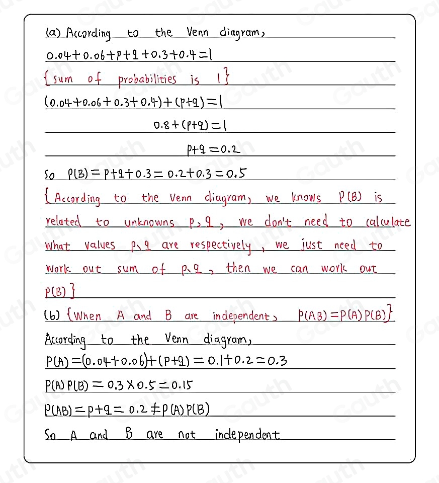 Solved: The Venn diagram shows the events A, B and C and their ...