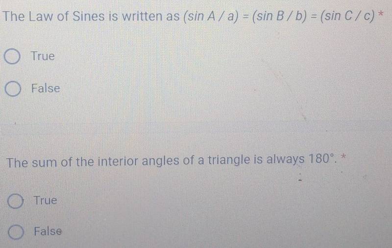 Solved: The Law of Sines is written as (sin A/a)=(sin B/b)=(sin C/c ...