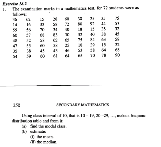 Solved: The examination marks in a mathematics test, for 72 students ...