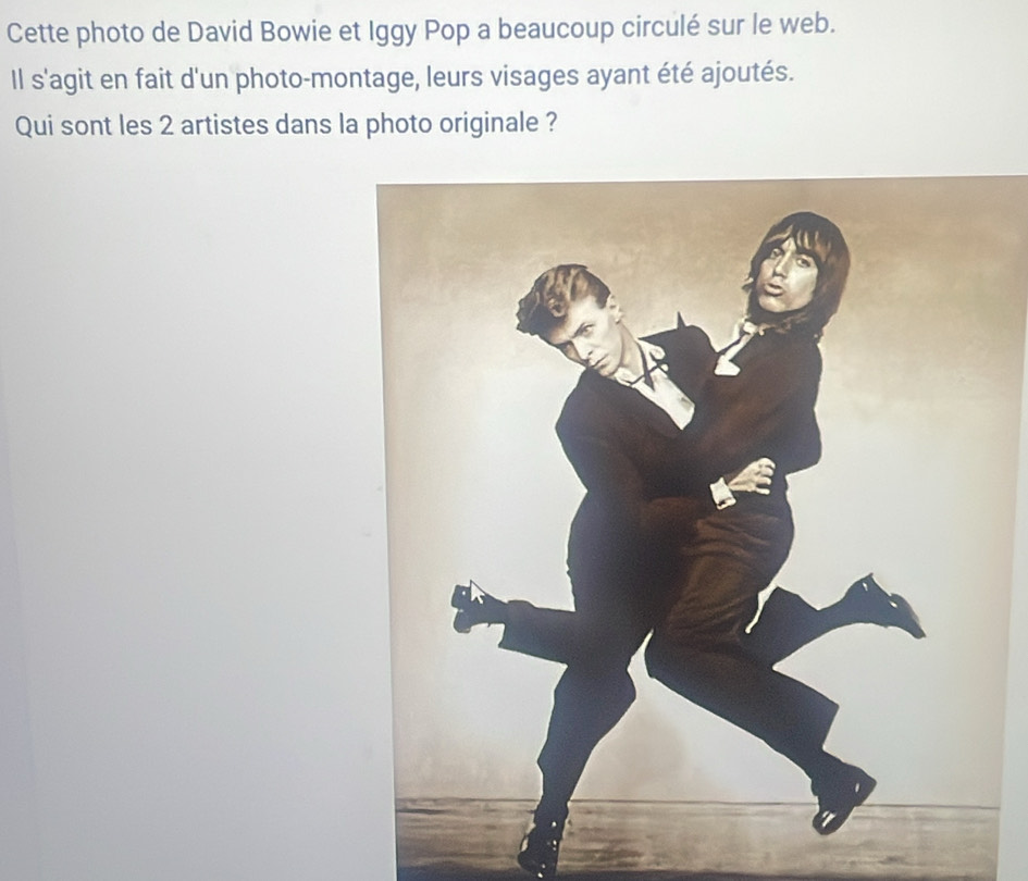 Résolu :Cette photo de David Bowie et Iggy Pop a beaucoup circulé sur ...