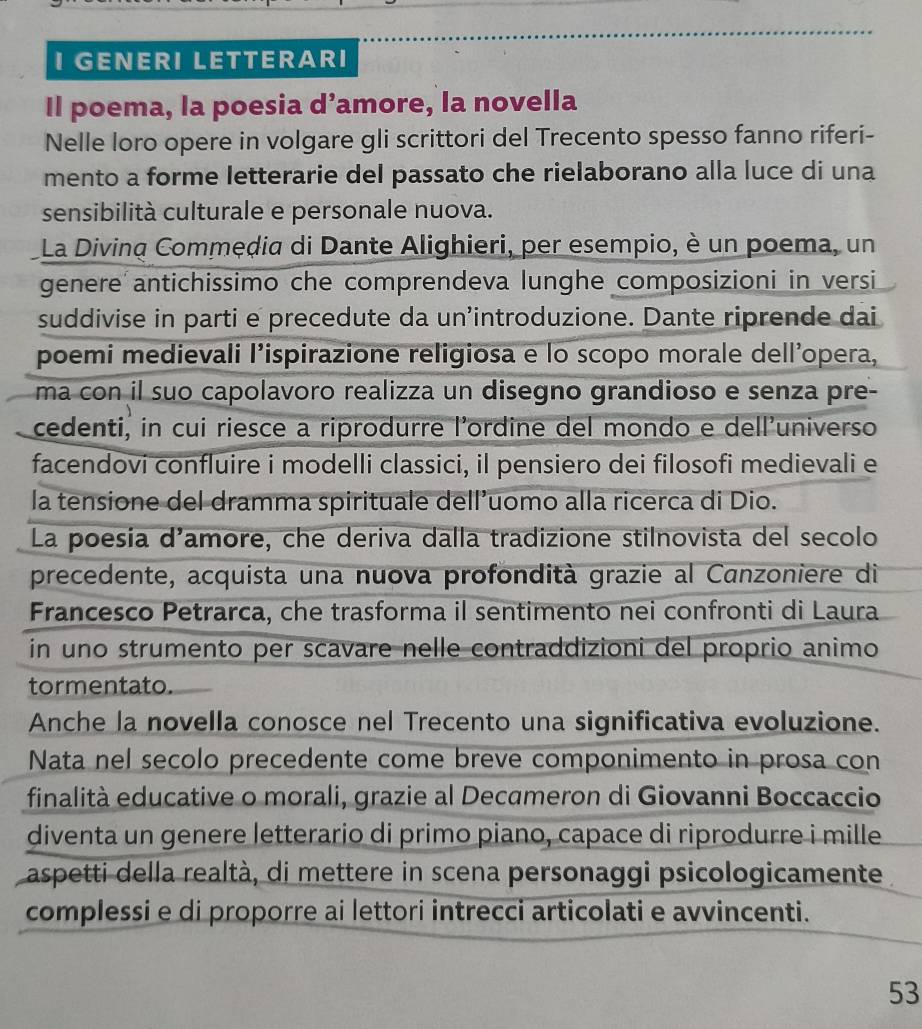 Risolto:GENERI LETTERARI Il poema, la poesia d’amore, la novella Nelle ...