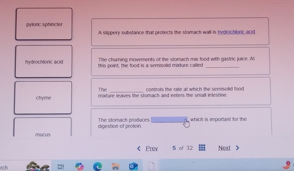 Solved: pyloric sphincter A slippery substance that protects the ...