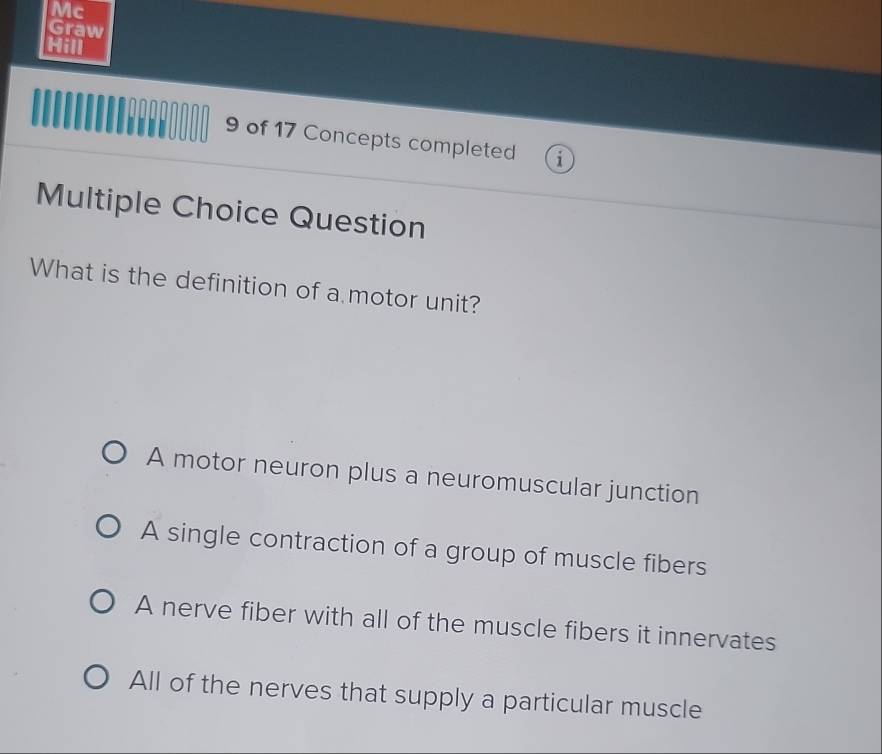 Solved: Mc Graw Hill 9 of 17 Concepts completed a Multiple Choice ...