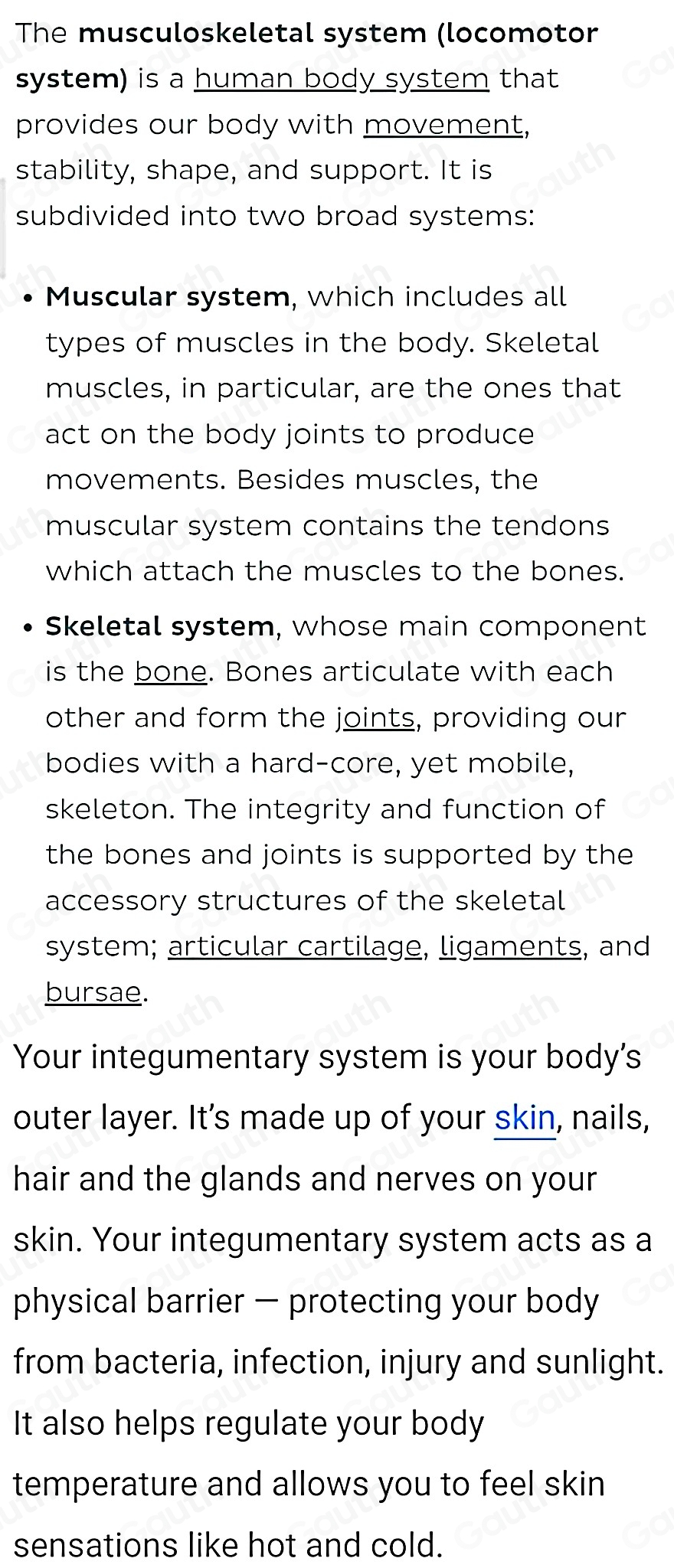Solved: Which of the following organ systems provides structural ...
