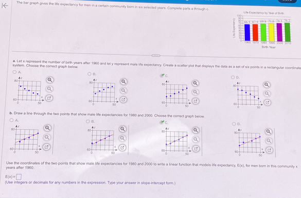 Solved: The bar graph gives the life expectancy for men in a certain ...