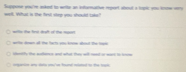 Solved: Suppose you're asked to write an informative report about a ...