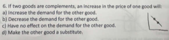 Solved: If two goods are complements, an increase in the price of one ...