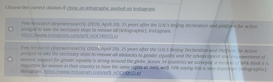 Solved: Choose the correct citation if citing an infographic posted on ...