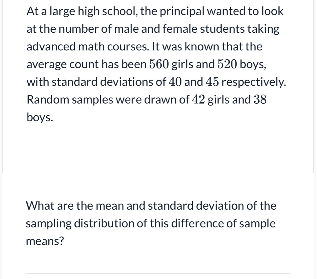 Resuelto:At a large high school, the principal wanted to look at the ...