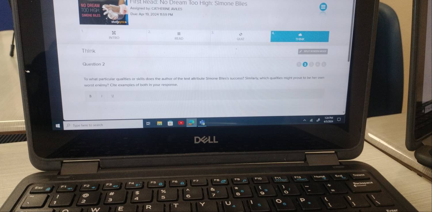 Solved: First Read: No Dream Too High: Simone Biles NO DREAM Assigned ...