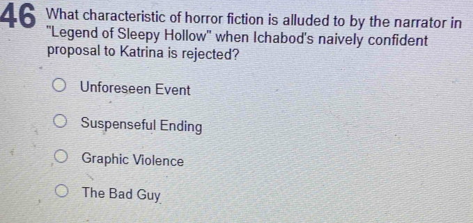 Solved: What characteristic of horror fiction is alluded to by the ...