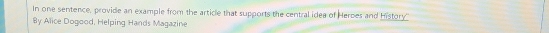 Solved: In one sentence, provide an example from the article that ...