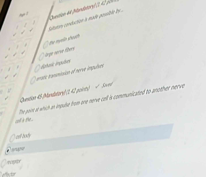 Solved: (Mandator (1. pos ) Saitutory conduction is made possible by ...