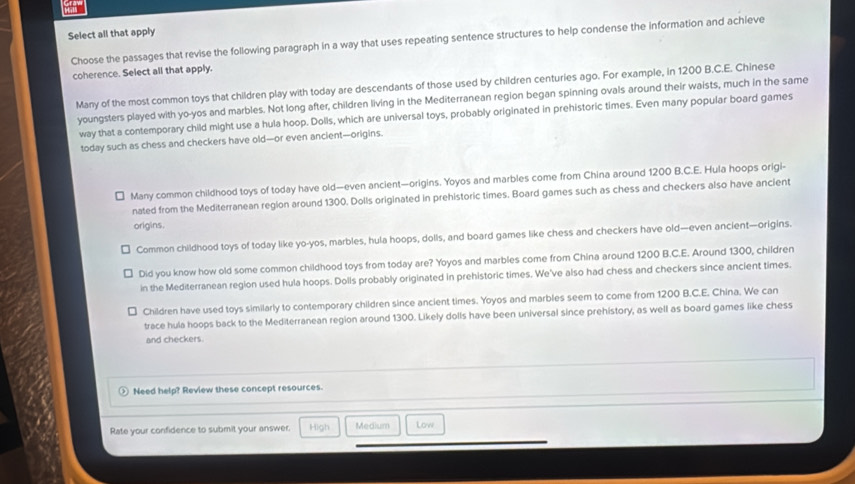 Solved: Select all that apply Choose the passages that revise the ...