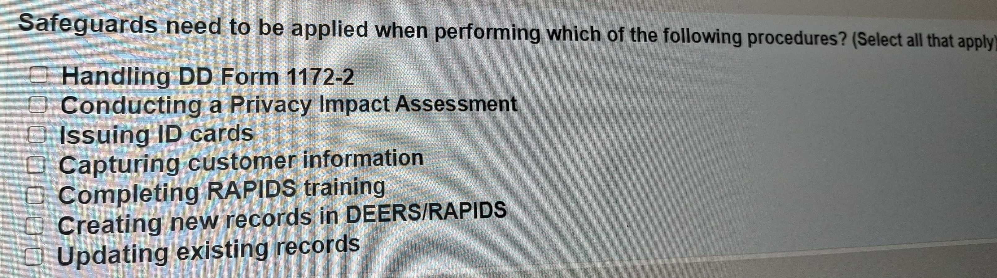 Solved: Safeguards need to be applied when performing which of the ...